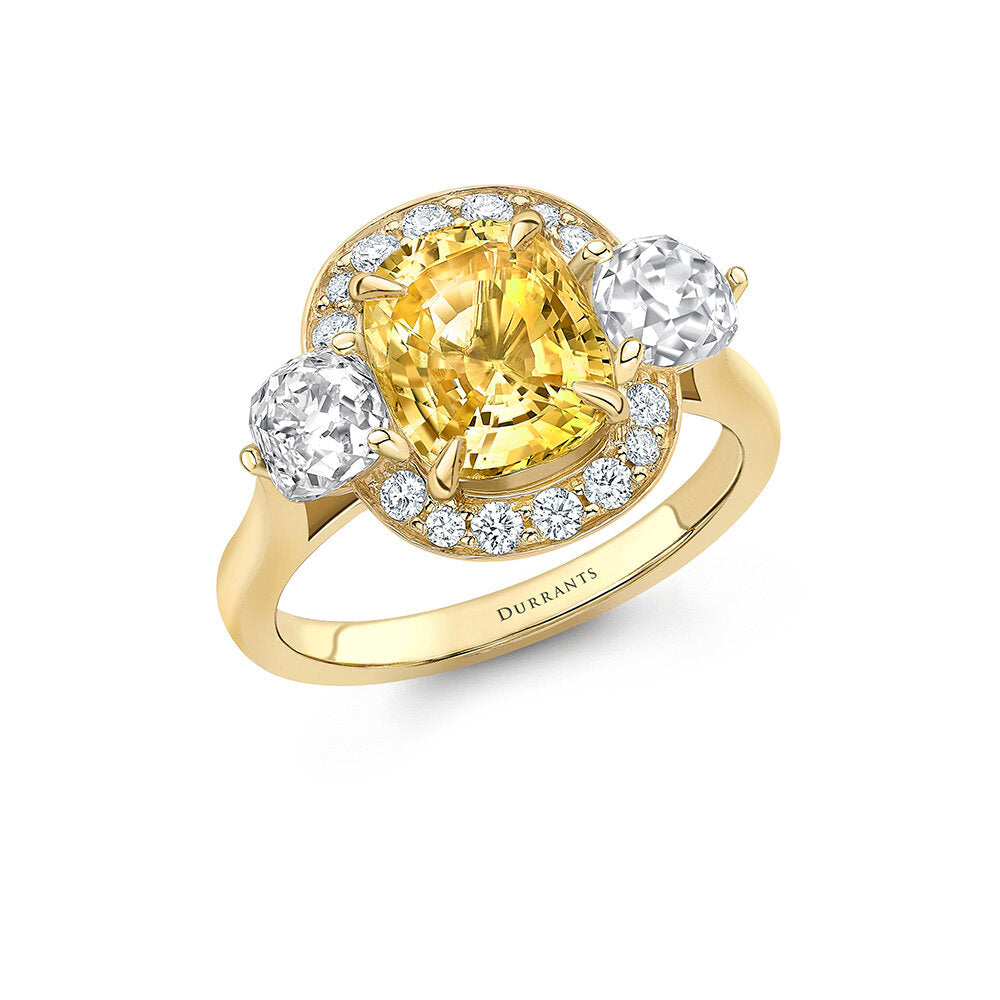 Yellow Sapphire Halo Engagement Ring